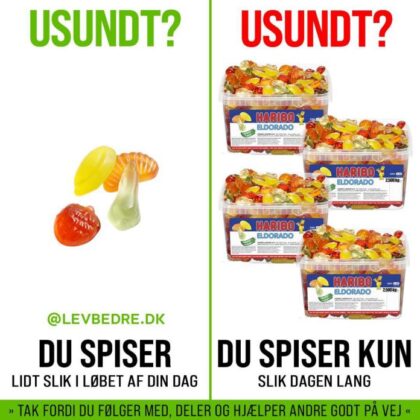 SLIK GØR DIG IKKE FED, DET GØR MÆNGDEN, DU SPISER